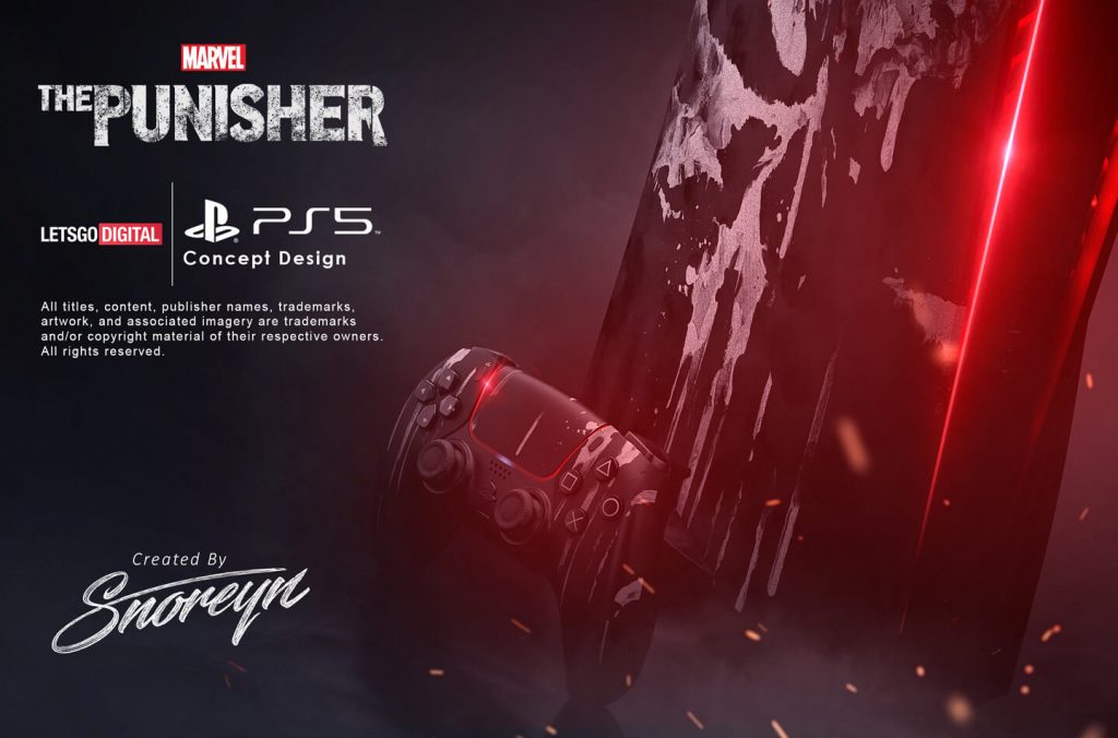 PS5 skin cover dedicated to Marvel character The Punisher | LetsGoDigital